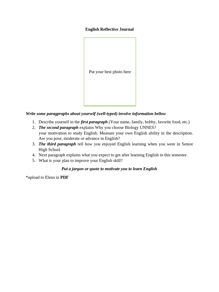English Reflective Journal | PDF