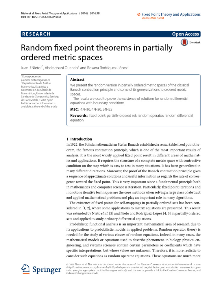 Random Fixed Point Theorems in Partially Ordered M | PDF