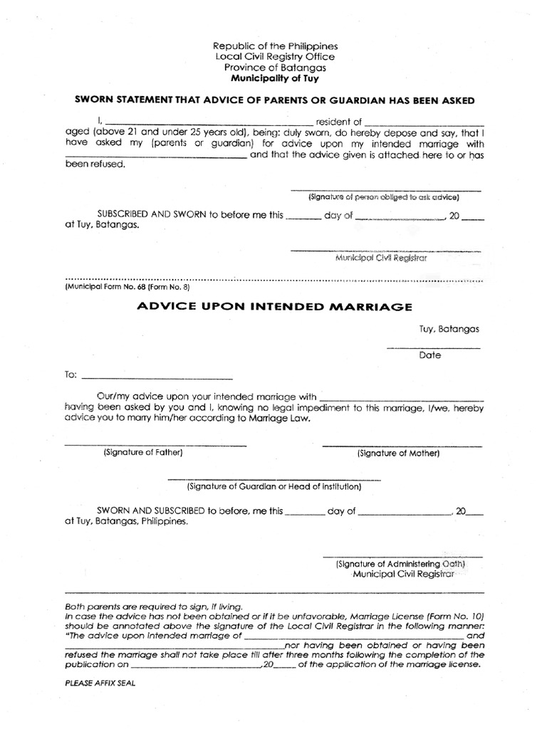 Sworn Statement For Marriage | PDF