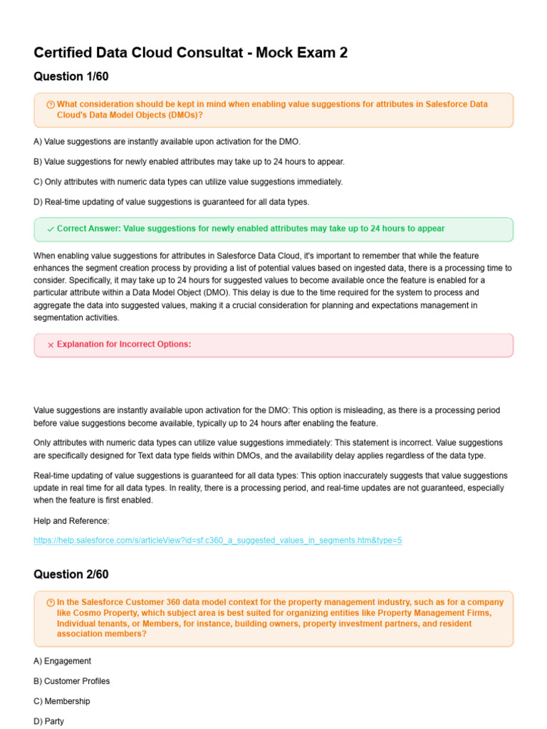 Certified Data Cloud Consultat - Mock Exam 2 | PDF