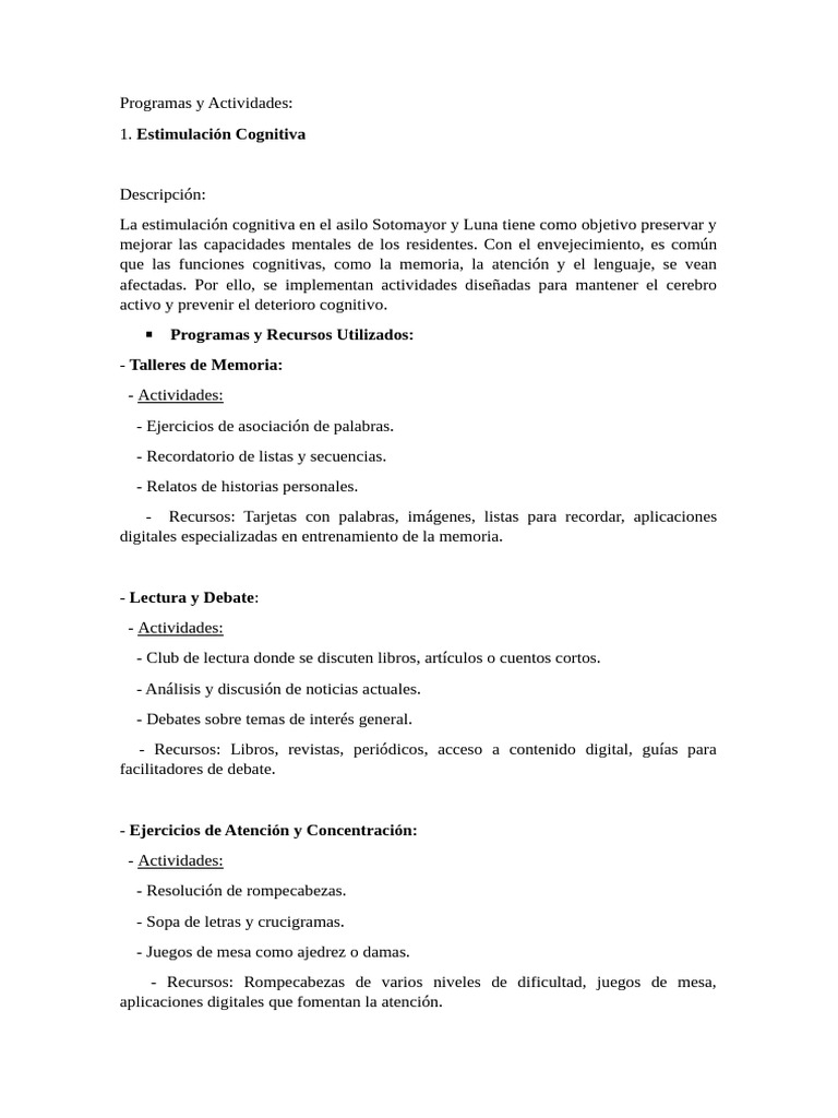 Programas y Actividades. Grace Solis | PDF