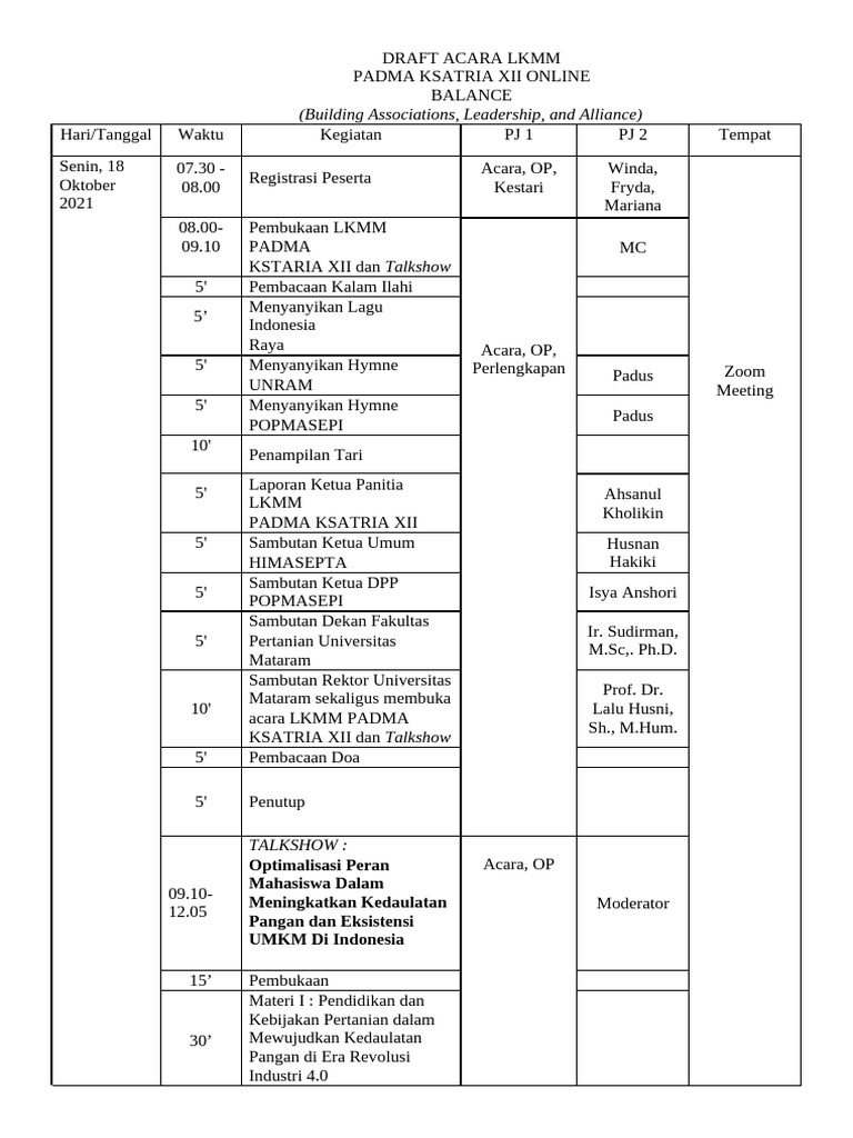 DRAFT ACARA LKMM ONLINE Rev 1 | PDF