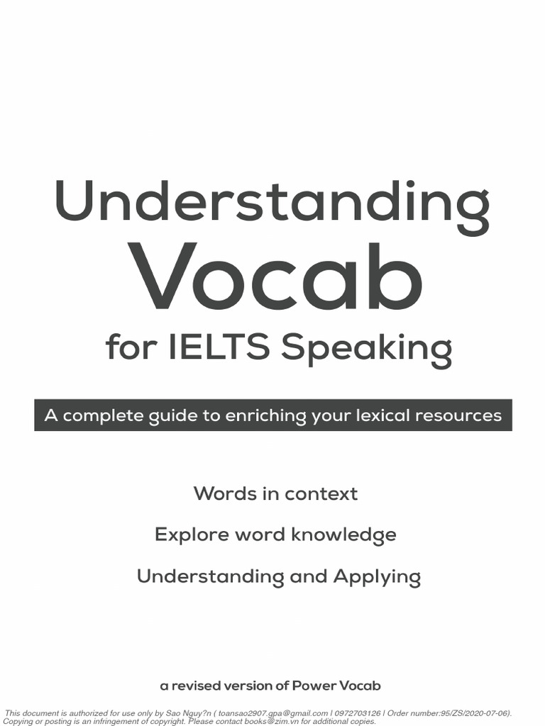 Understand Vocab For IELTS Speaking - Removed | PDF