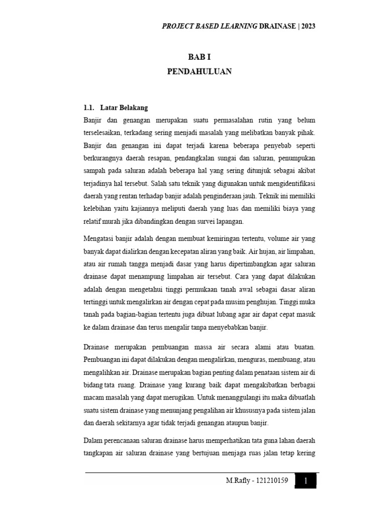 Bab 1-3 Drainase RFL | PDF