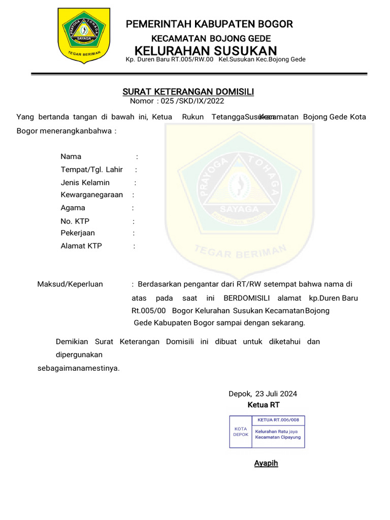 Domisili Bogor | PDF