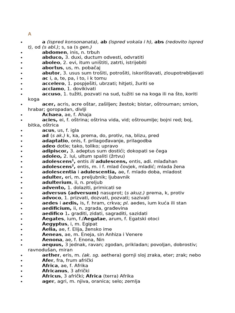 Rjecnik Za Latinski | PDF