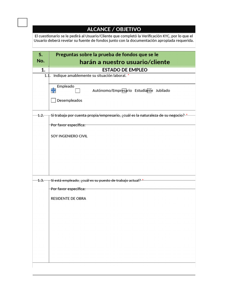 Formulario en Español | PDF
