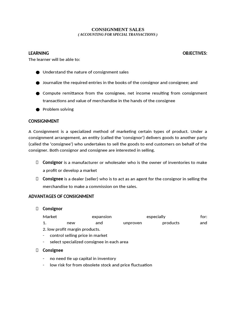 GROUP 10 - CONSIGNMENT-SALES | PDF