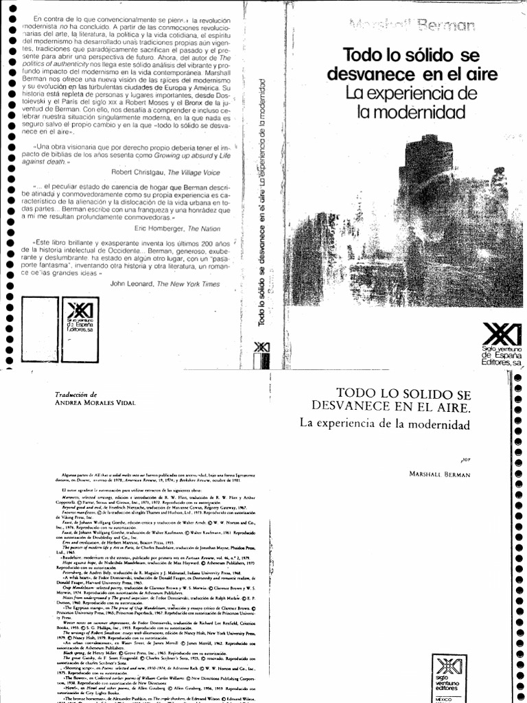 Marshal Berman - Todo Lo Sólido Se Desvanece en El Aire | PDF