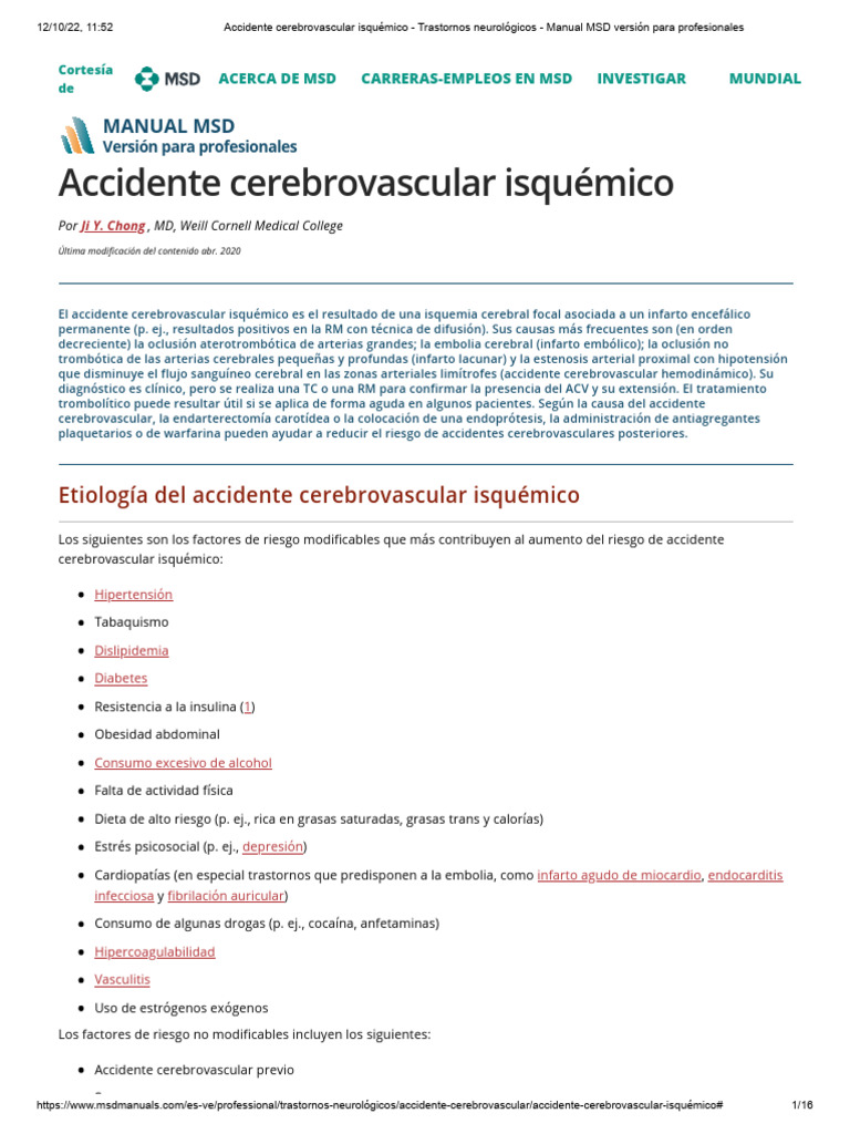 EVC Isquemico - MSD 2020 | PDF
