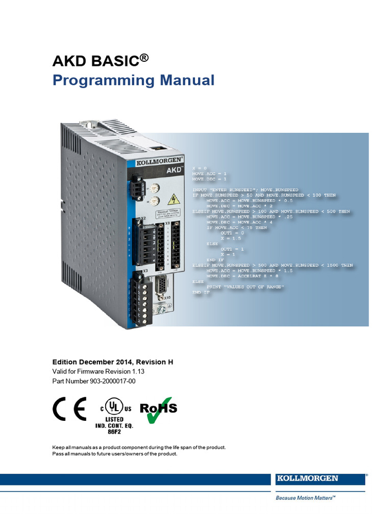 Kollmorgen AKD BASIC Programming Manual | PDF