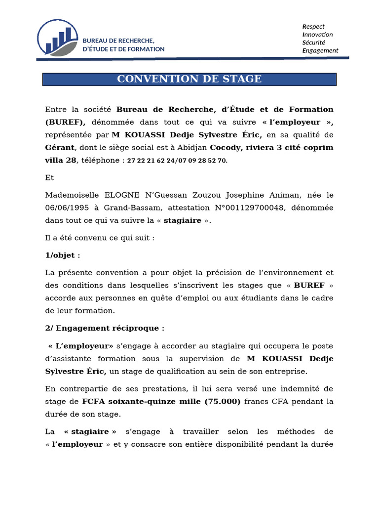 Convention de Stage | PDF