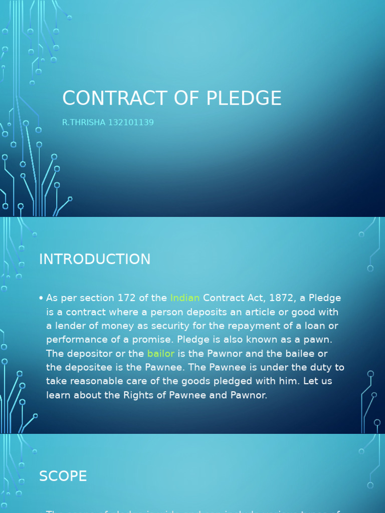 Contract of Pledge: R.THRISHA 132101139 | PDF