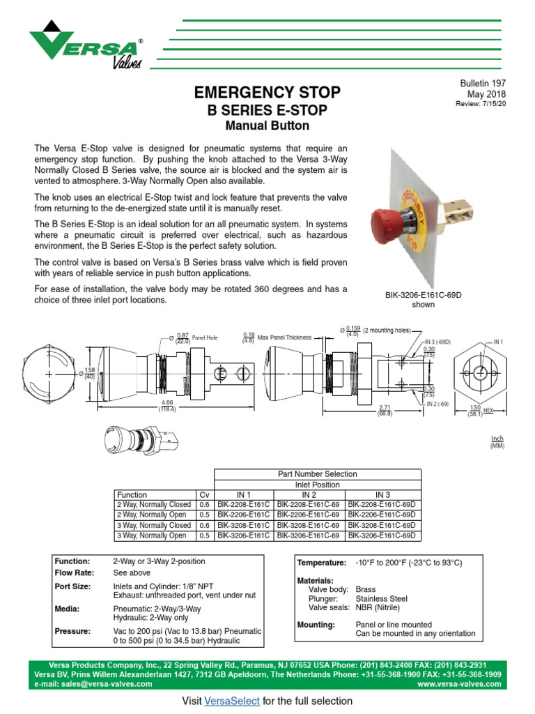 Versa-Emergency-Stop-Manual-Button-Valve | PDF
