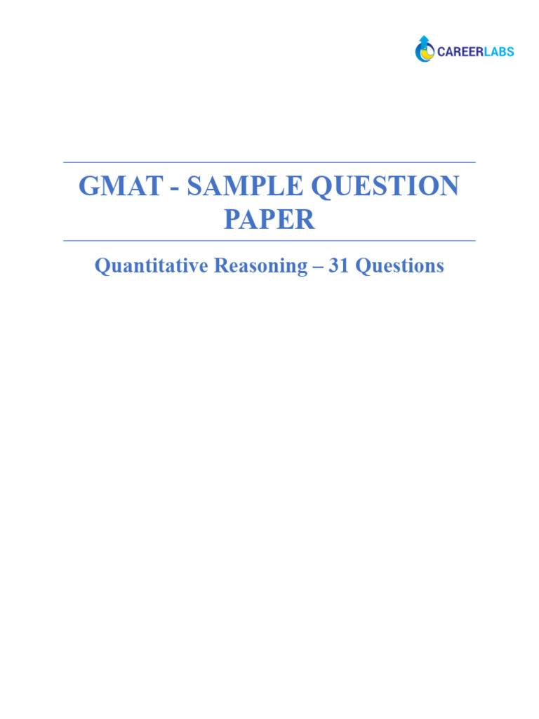 GMAT Quant Sample Questions Solutions | PDF