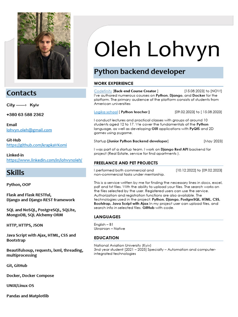 Oleh Lohvyn СV | PDF