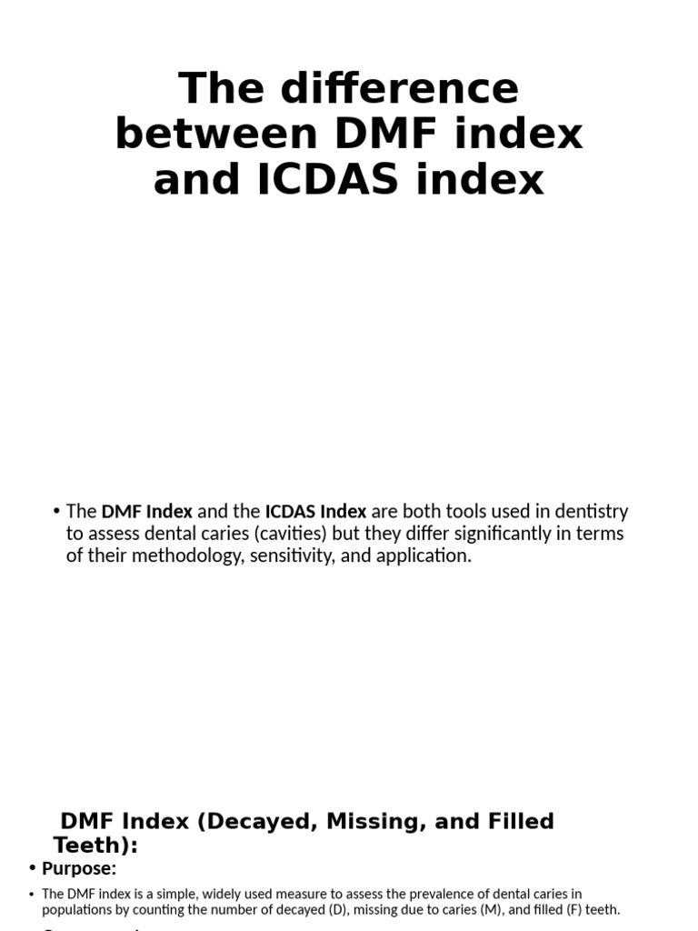 The Difference Between DMF Index and ICDAS Index | PDF