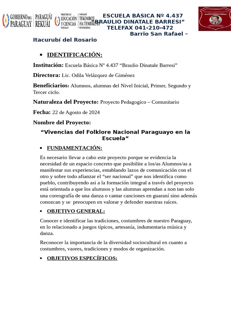 Proyecto Folklore | PDF | Bailes | Educación de la primera infancia