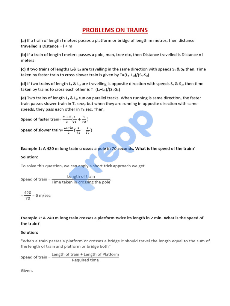 Problems On Trains | PDF