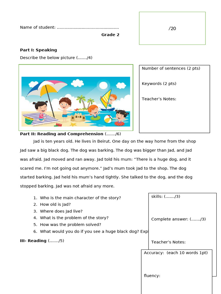 English Test (Grade 2) | PDF