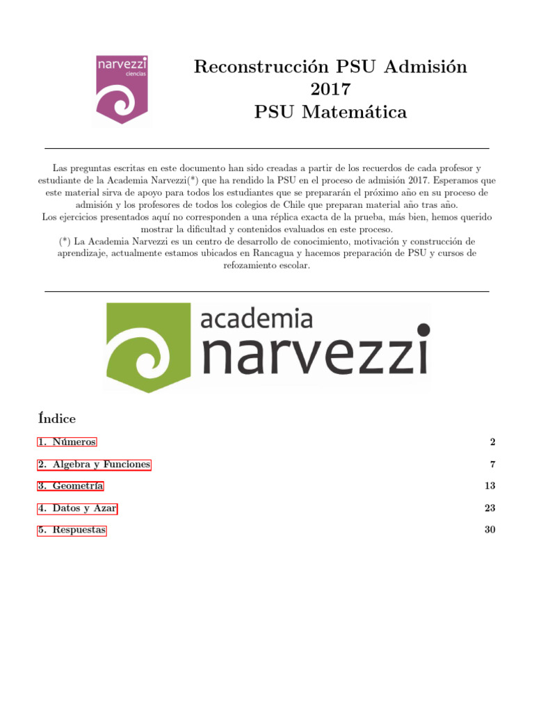 Reconstruccion PSU Admision 2017 PSU Mat | PDF