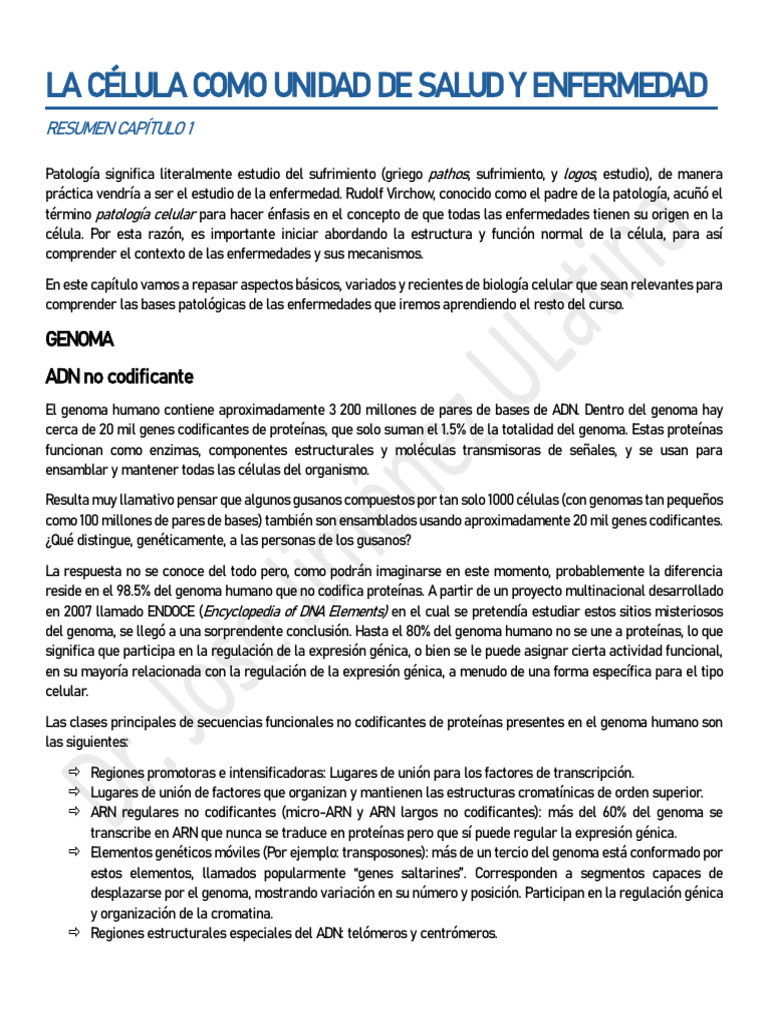 Resumen Capítulo 1 La Célula | PDF