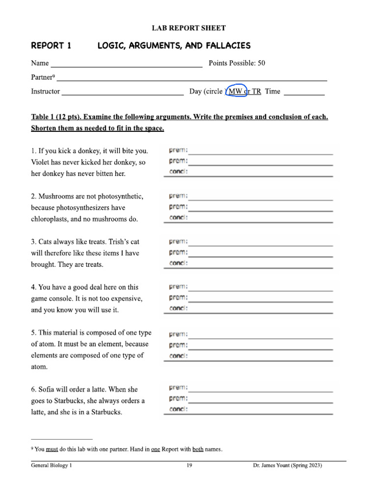 Logic - Arguments and Fallacies Janet OReilly - Katrina Ladd - Lab | PDF