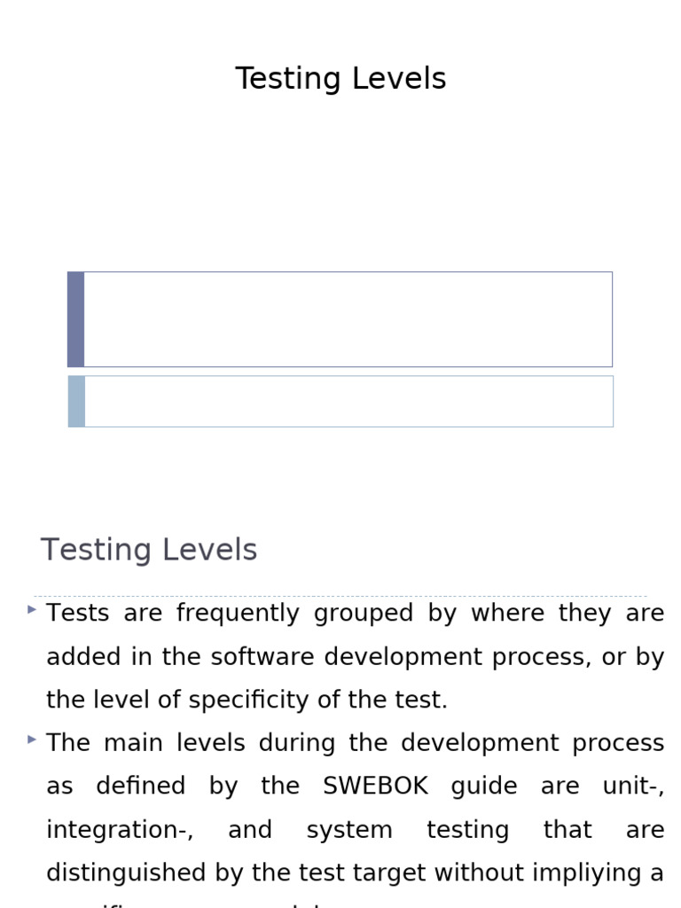 Level of Testing | PDF