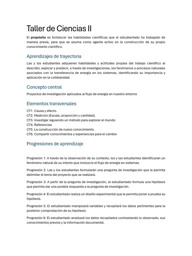 Taller de Ciencias II Progresiones | PDF