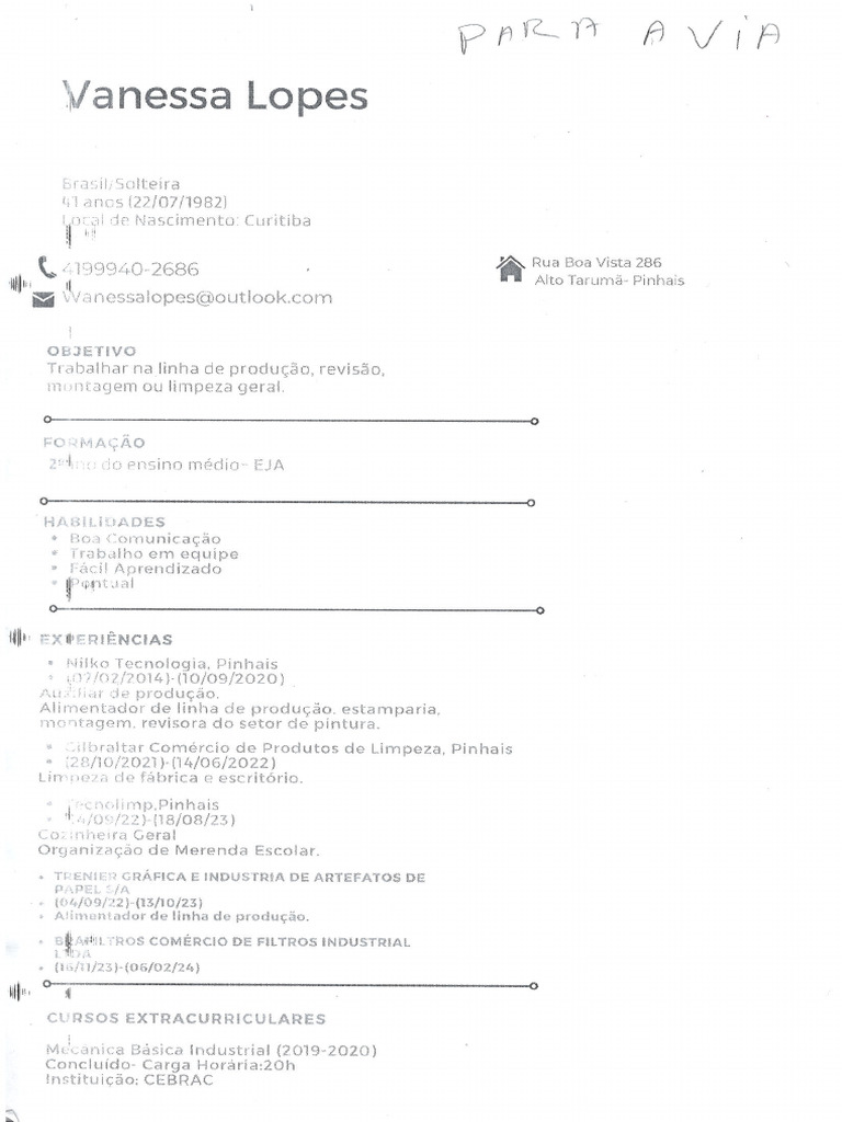CV Vanessa Lopes (2) | PDF