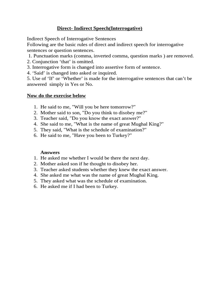 Reported Speech-Interrogative | PDF