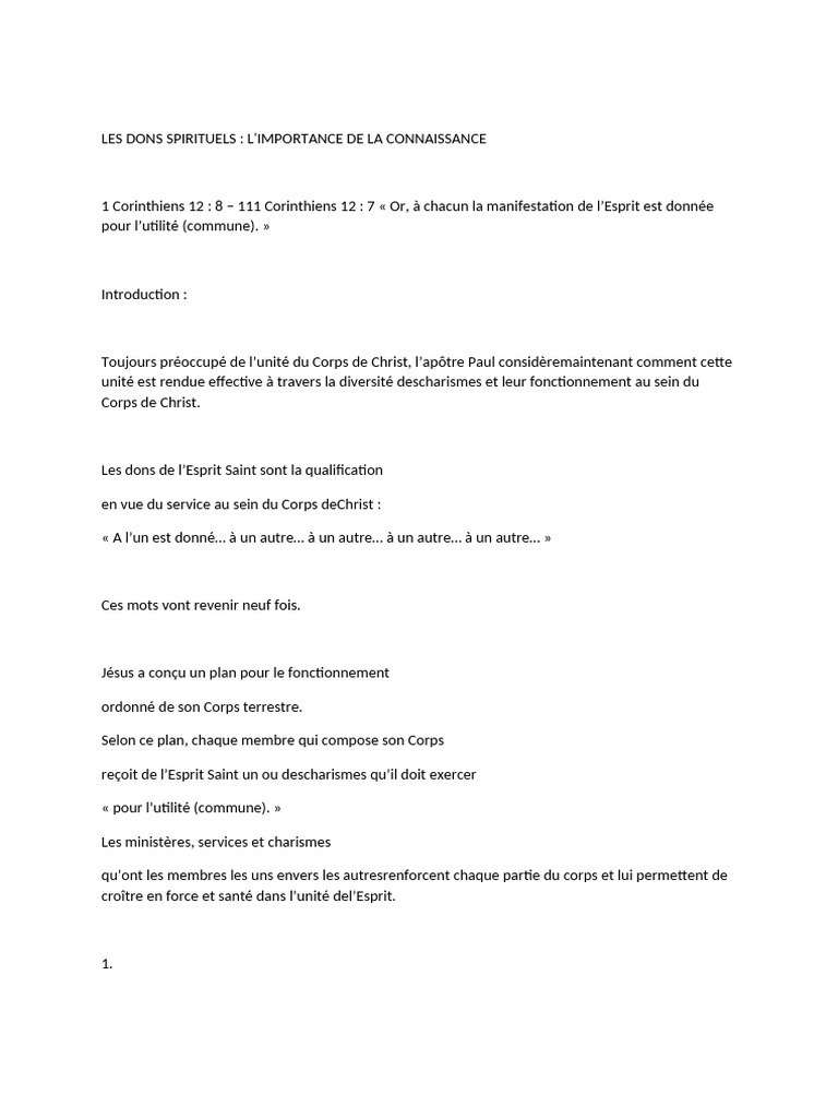 Les Dons Spirituels | PDF