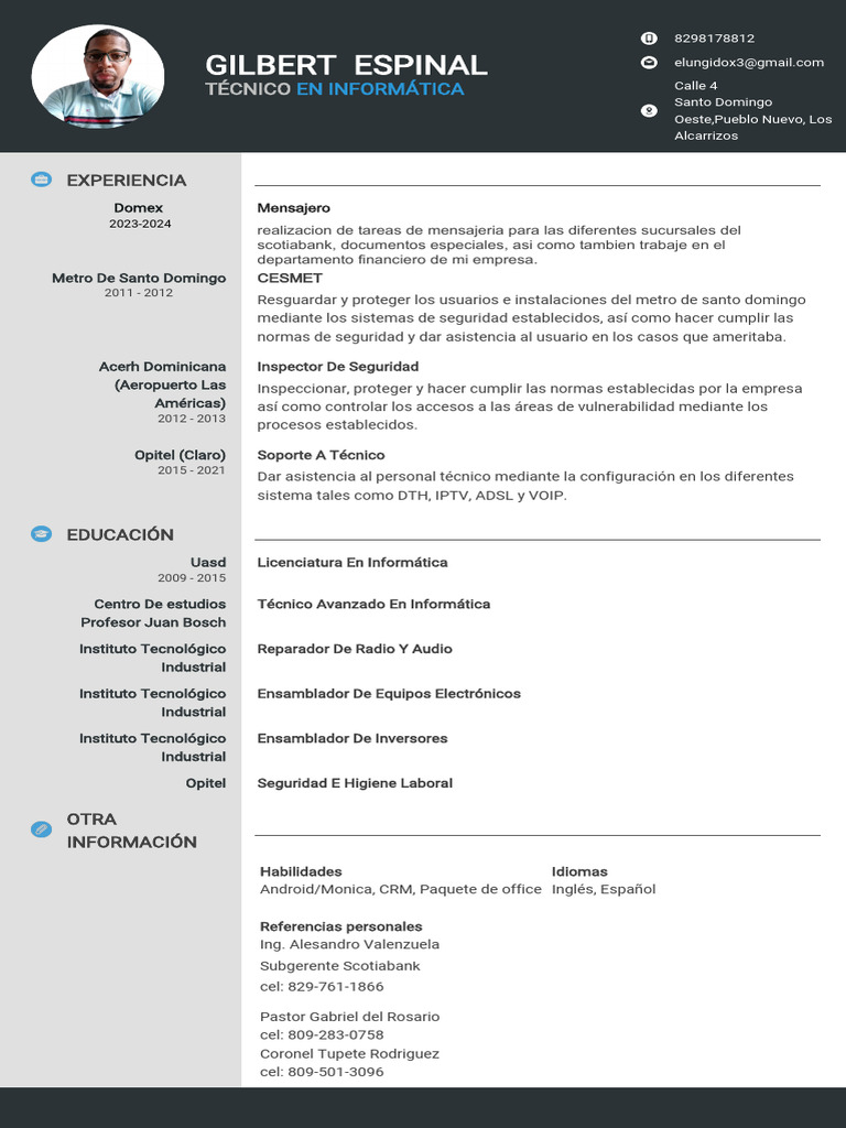Curriculum Vitae Gilbert Espinal | PDF