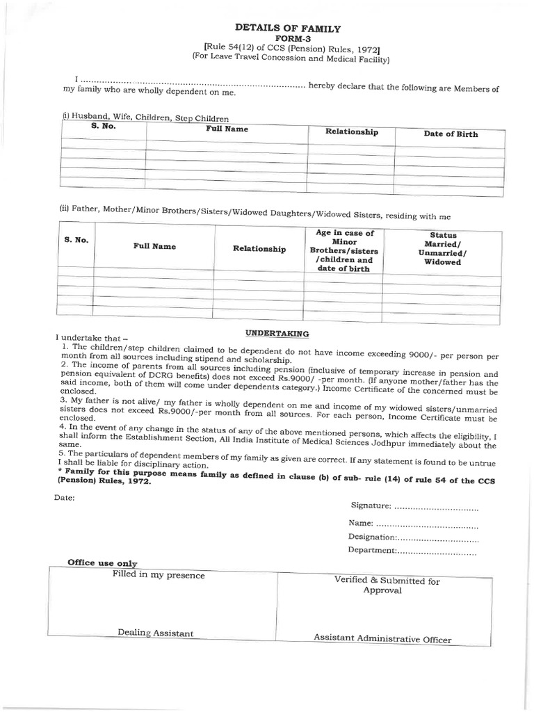 New Format of Details of Family | PDF