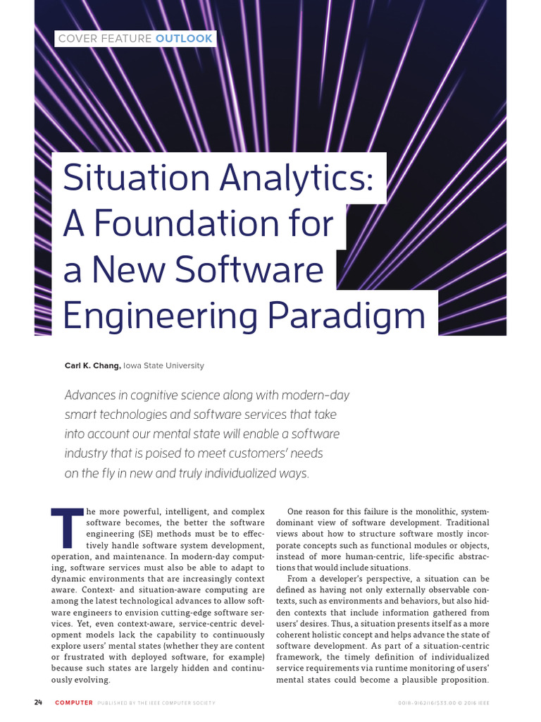 Situation Analytics A Fundation For A New Software Engineering Paradigm | PDF