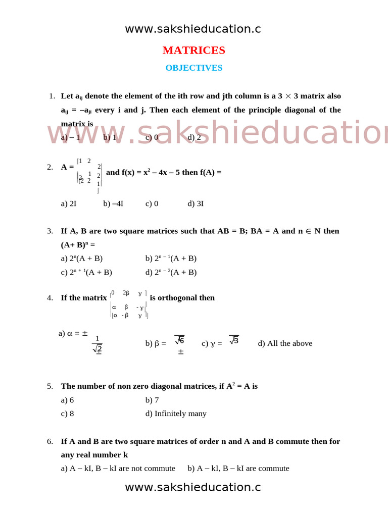 Matrices | PDF