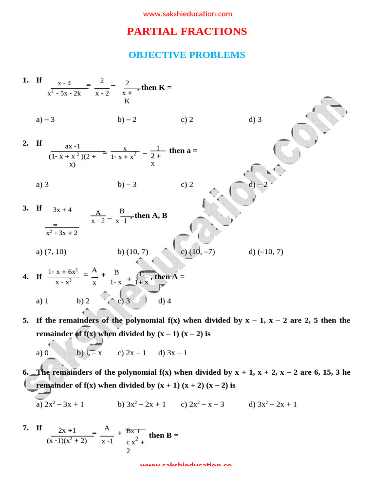 Partial Fractions | PDF