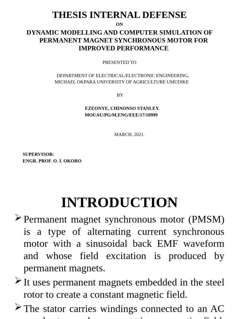 Modelling And Simulation Of Permanent Magnet Synchronous Motor Pdf