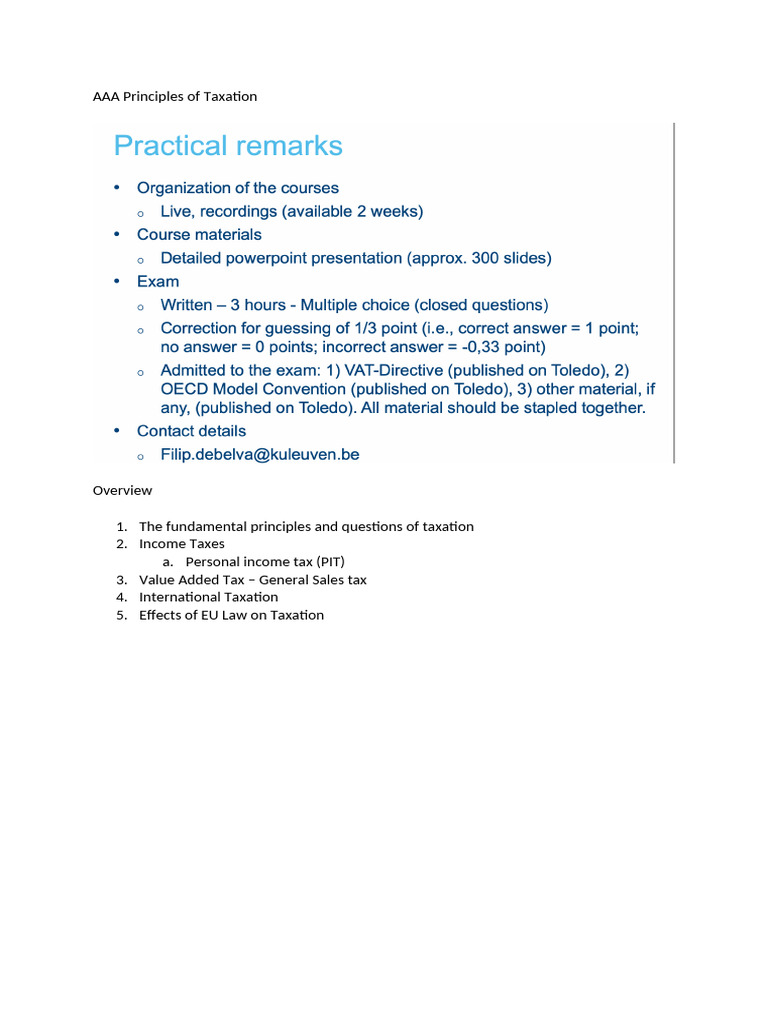 AAA Principles of Taxation | PDF