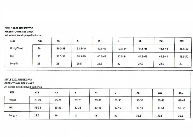1239 PVETT Scrub Size Charat Fall 2023 | PDF