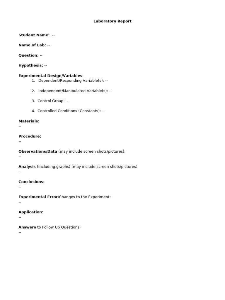 Laboratory Report Form | PDF
