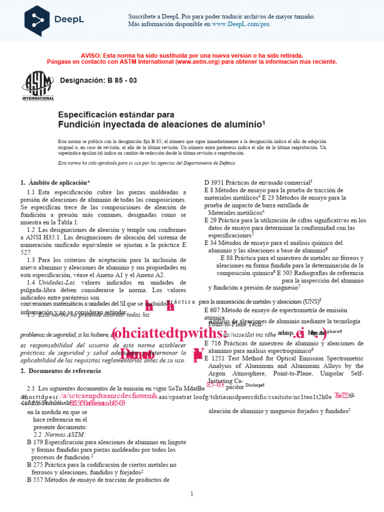 ASTM-B85-03 Es | PDF