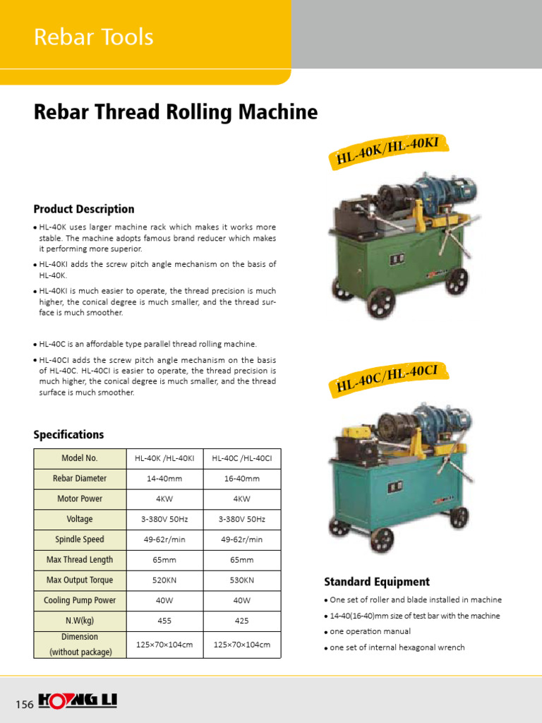 Rebar Tools: Rebar Thread Rolling Machine | PDF