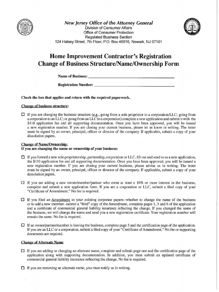 NJ Bussiness Structure, New App & Formation | PDF