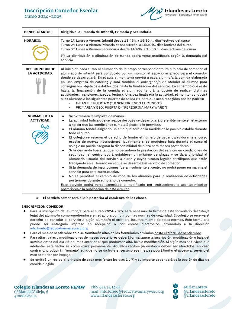 Formulario Comedor 24-25 | PDF