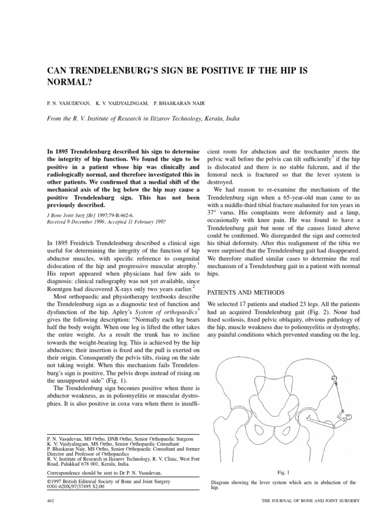 Can Trendelenburg'S Sign Be Positive If The Hip Is Normal? | PDF | Hip ...