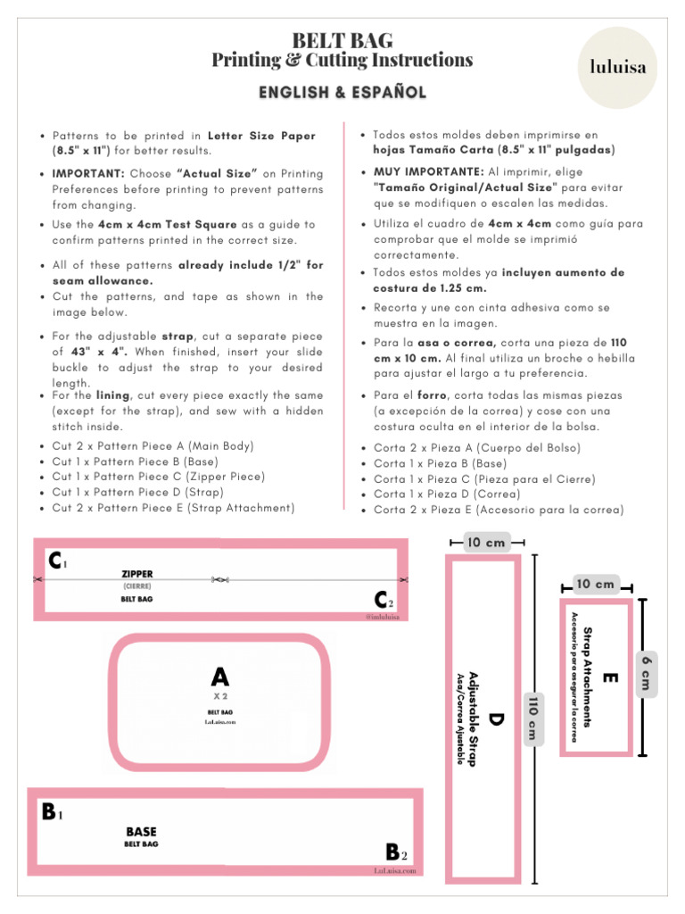 Belt Bag Sewing Pattern Luluisa | PDF | Sewing | Clothing