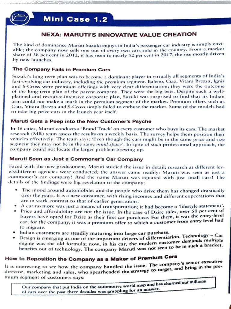Mini Case_ Nexa Maruti_s Innovative Value Creation | PDF