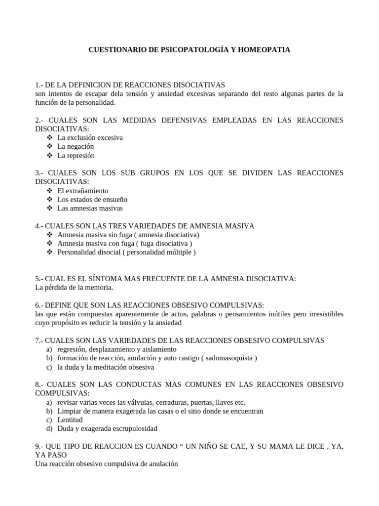 Cuest Examen Psicopatologia | PDF
