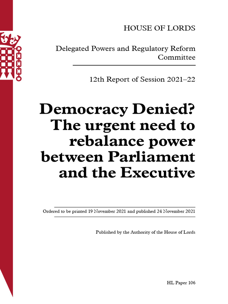 Democracy Denied? The Urgent Need To Rebalance Power Between Parliament ...